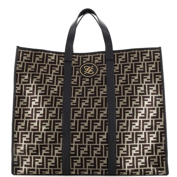 Fendi | Bags | Fendi Karligraphy Tote Metallic Zucca Canvas Large Gold ...